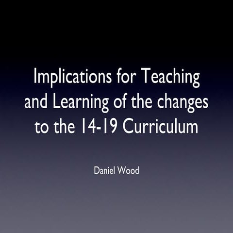 NTU PGCE Interview Presentation 1st April 2010 - Daniel Wood | PPT