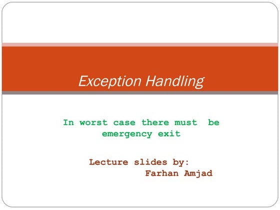 Exception Handling In C Pptx Programming Languages Computing