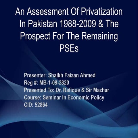 Privatization of SOEs in Pakistan | PPTX