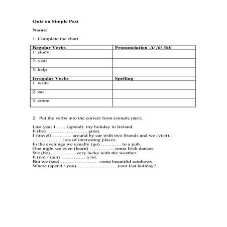 Quiz Simple Past | PDF