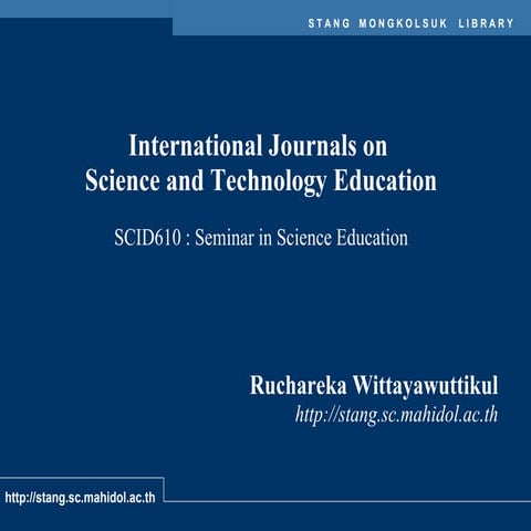 Journals in Science Education | PPT