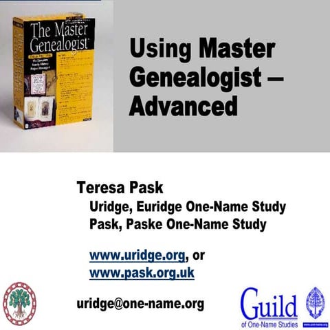 Using The Master Genealogist ― Advanced | PPTX | Computing | Technology ...