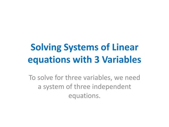 Intro to systems_of_linear_equations | PPT