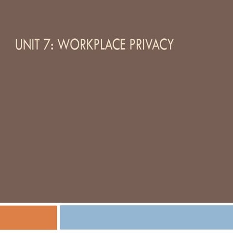 UNIT 7: WORKPLACE PRIVACY | PPT