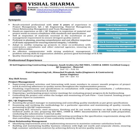 Civil QA&QC Inspector Updated Resume | PDF