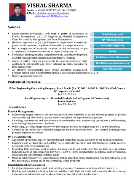 CV CIVIL ENGINEER | PDF