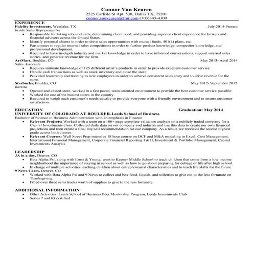 Connor Van Keuren Resume | PDF