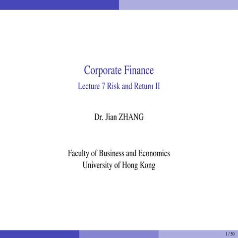 Corporate Finance lecture material Powerpoint | PDF