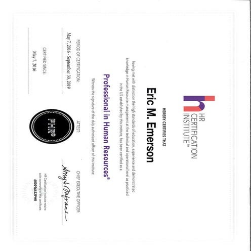 PHR certificate | PDF