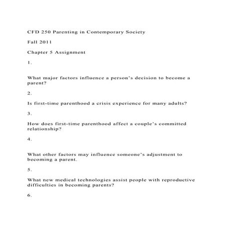 CFD 250 Parenting in Contemporary SocietyFall 2011Chapter .docx