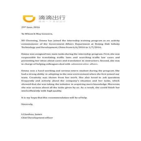 Reference Letter (Draft) | DOCX