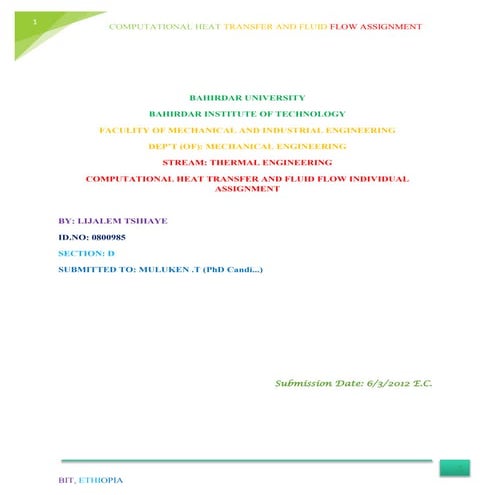 Cfd( on finite difference method)assignment | PDF