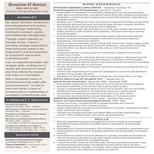 Sharon D'Angio Resume | PDF