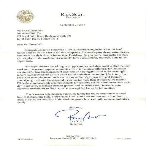 Governor's Letter to Boulevard | PDF