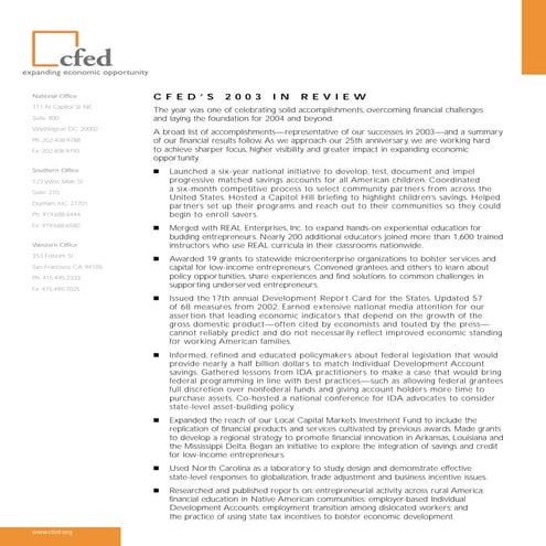 2003 CFED Annual Report | PDF
