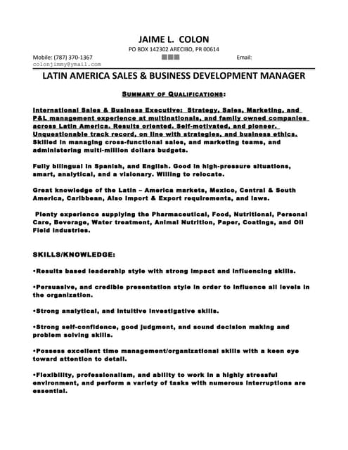 CV JORGE CASTRILLON ENGLISH | PDF