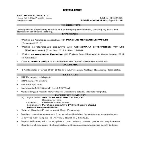 Profile for Store & Purchase Department_Exp.9.6 Years | DOCX