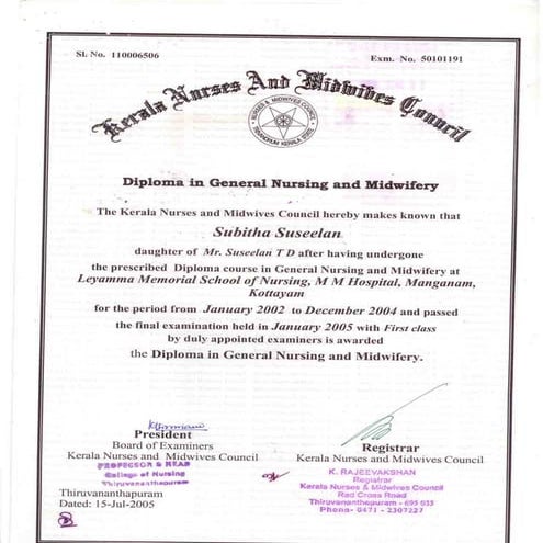 Nursing certificate | PDF