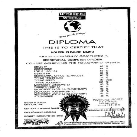 Workinig World Secretarial Diploma | PDF