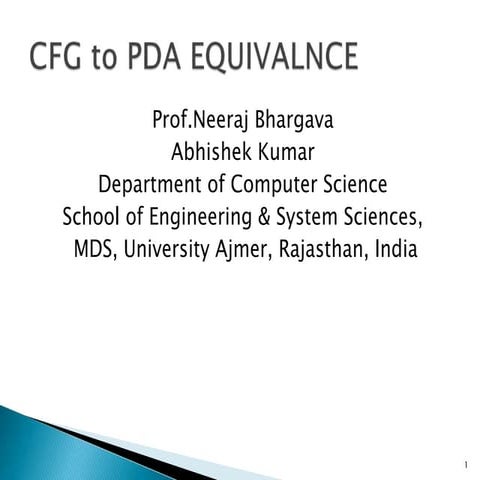 Cfg to pda equivalnce 3 | PPTX