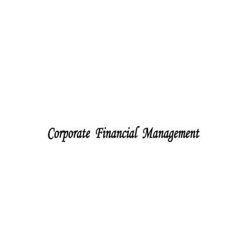 Corp Financial Mgmt Chap 1 | PPTX