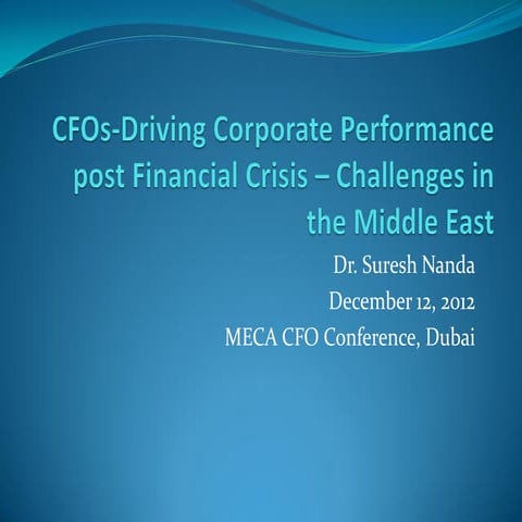 CFO- Driving Corporate Performance Post Financial Crisis | PPT