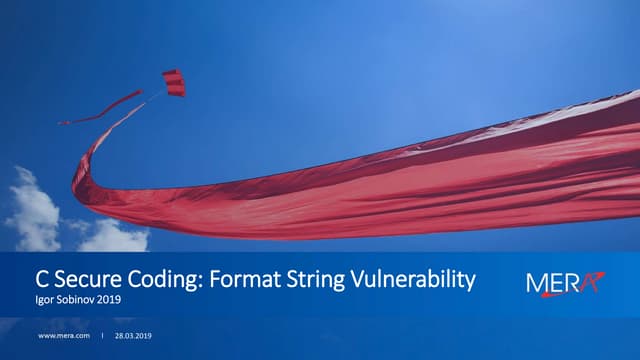 C Format String Vulnerability Pptx Programming Languages Computing