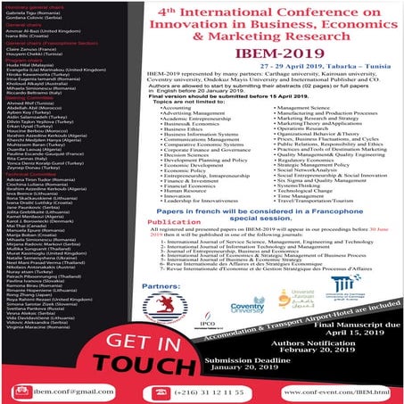 4th International Conference on Innovation in Business, Economics ...