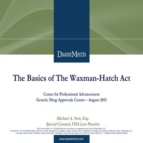 The Basics of the Waxman-Hatch Act | PDF