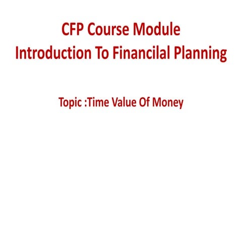CFP Introduction To financial planning | PPTX