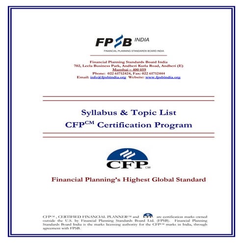Cfp revised syllabus | PDF