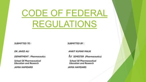Code of Federal Regulations | PDF | Pharmaceutical Drugs | Medical Health
