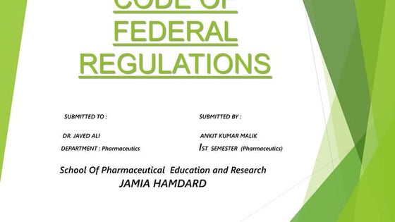 21 Code of Federal Regulation(21-CFR) | PPTX
