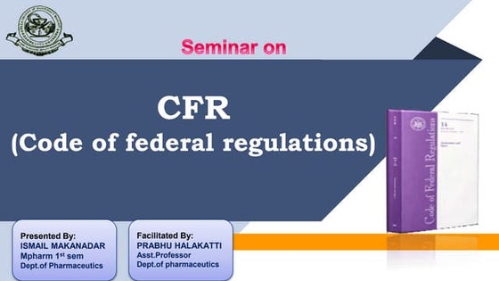 21 Code of Federal Regulation(21-CFR) | PPTX