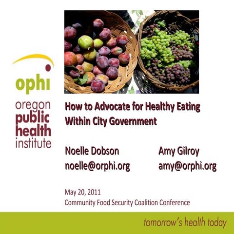 How to Advocate for Healthy Eating within City Government - PowerPoint ...