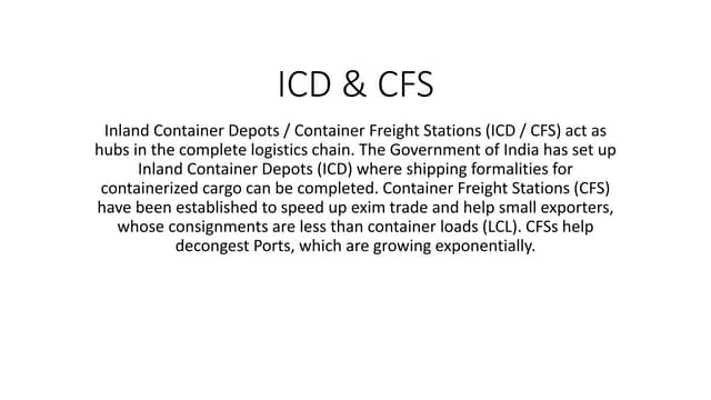 ICD,CFS and Deep Water port | PPTX