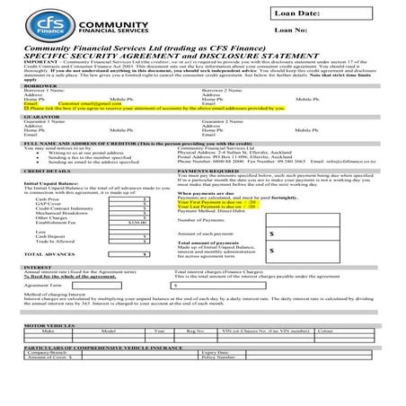 Cfs standard agreement | PDF | Home Financing | Personal Debt