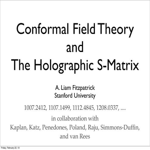 Conformal Field Theory and the Holographic S-Matrix | PDF