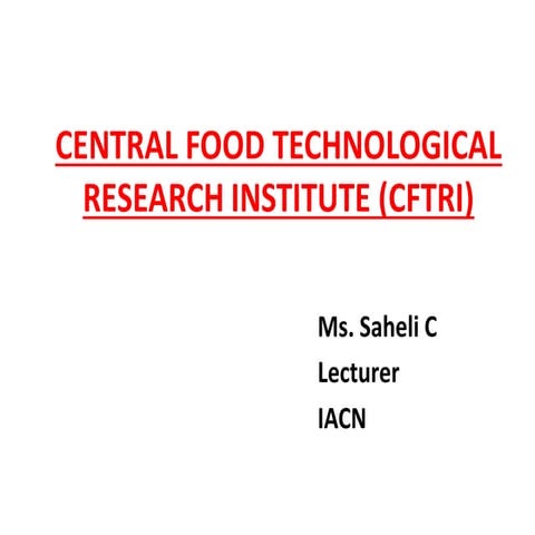 Central food technological research institute | PDF