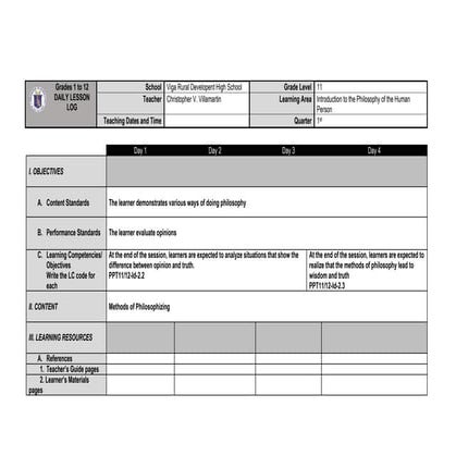Weekly learning plan in philippine politcs | PPT