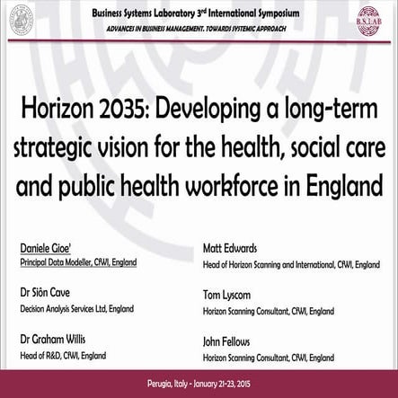 Horizon 2035: Developing a long-term strategic vision for the health ...