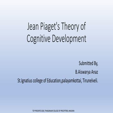 JEAN PIAGET'S THEORY OF COGNITIVE DEVELOPMENT | PPTX