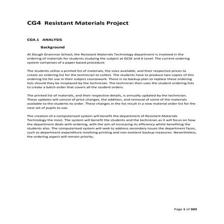 Cg4 resistant materials project | PDF | Secondary Education | Education