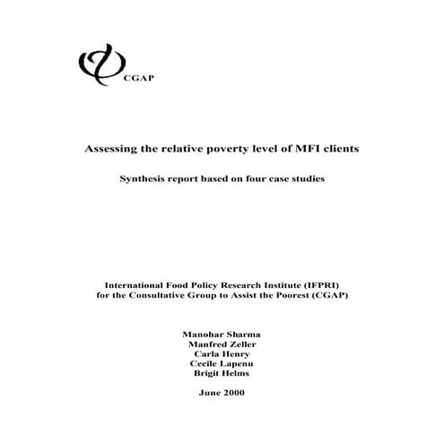 Assessing the Relative Poverty Level of MFI Clients Case Studies | PDF ...