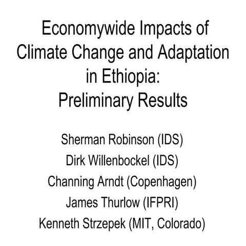 Economics of climate change adaptation ethiopia | PPTX