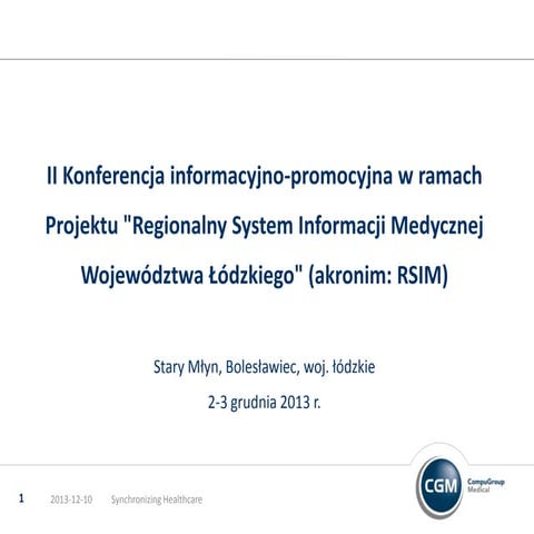 Compu Group Medical (CGM) - Prezentacja firmy | PPT