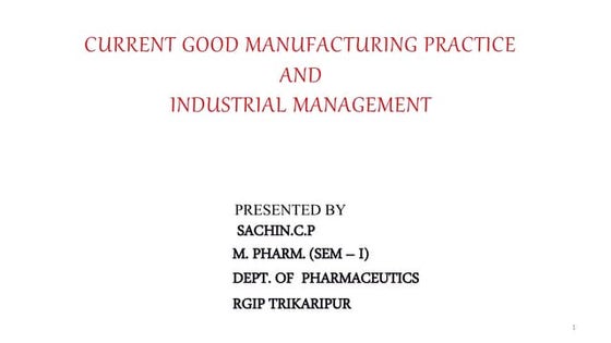 current good manufacturing practices as per who | PPTX