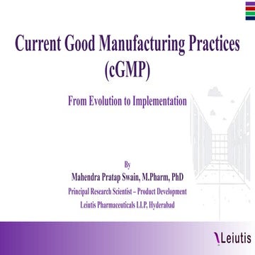 cGMP (Current Good Manufacturing Practices) : From Evolution to ...