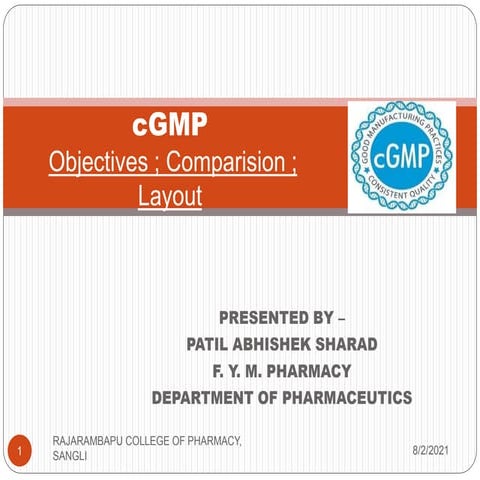 Current Good Manufacturing Practice (cGMP) | PDF