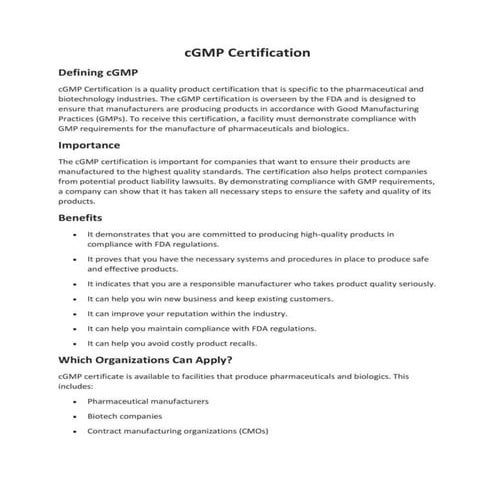 cGMP Certification.ppt